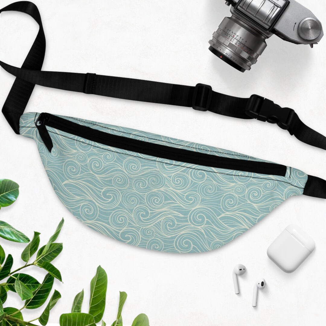 Turquoise Wave Bag Grey Sling Bag Wave Pattern Belt Bag Grey Fanny Pack ...