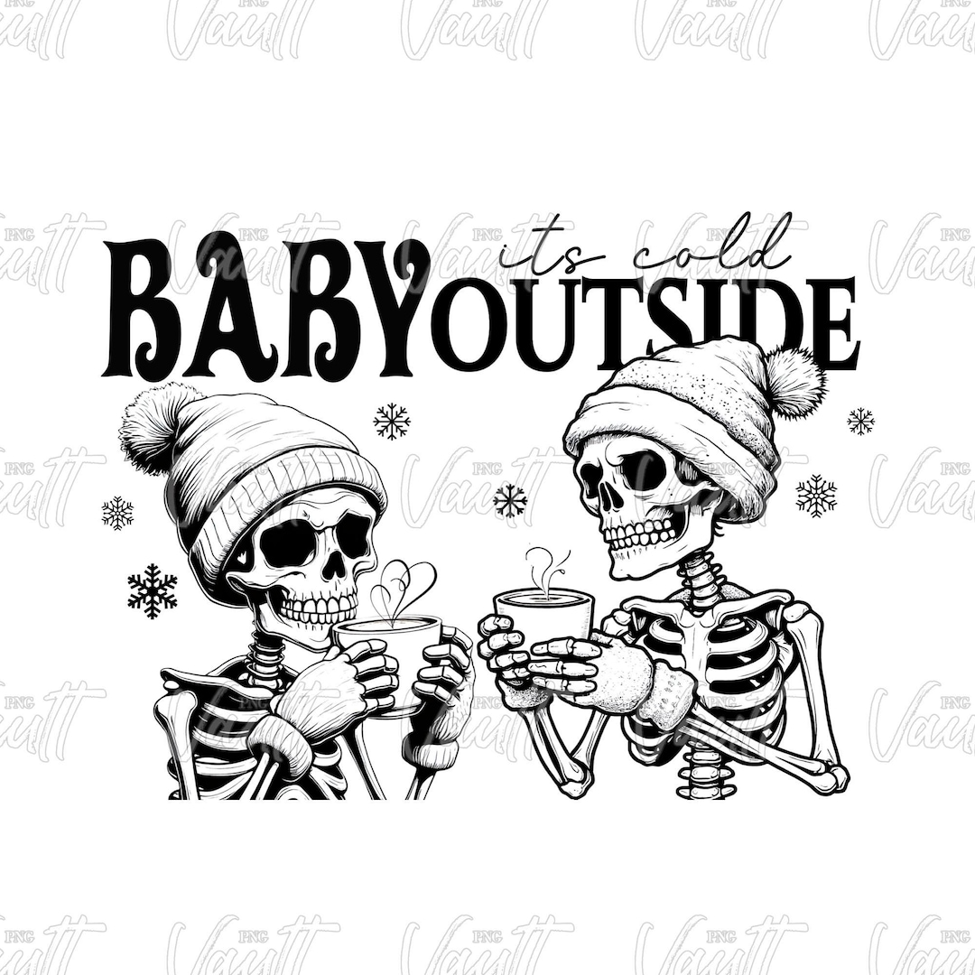 PNG Baby Its Cold Outside Skeleton Lovers Drinking Coffee Hot Cocoa | 2 ...