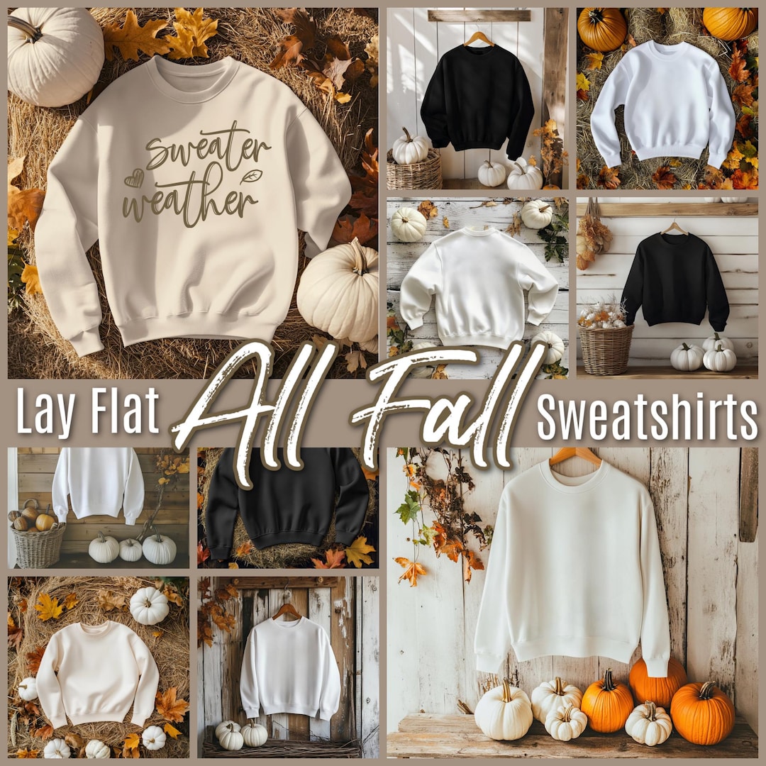 MOCKUPS FALL Sweatshirts Crew Neck, Adult Unisex Fall Themed Sweatshirt ...
