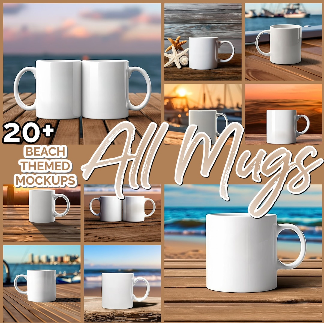 20+ Beach Themed Mug Mockup Bundle Coffee Mug Mock up Bundle Coffee Mug ...