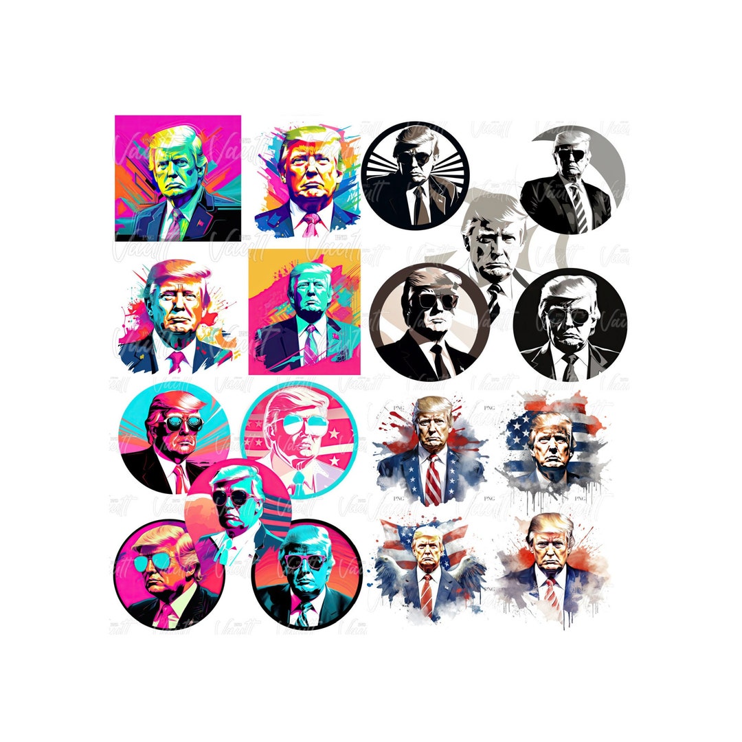 PNG Donald Trump BUNDLE Portrait Face Sublimation Abstract Designs ...