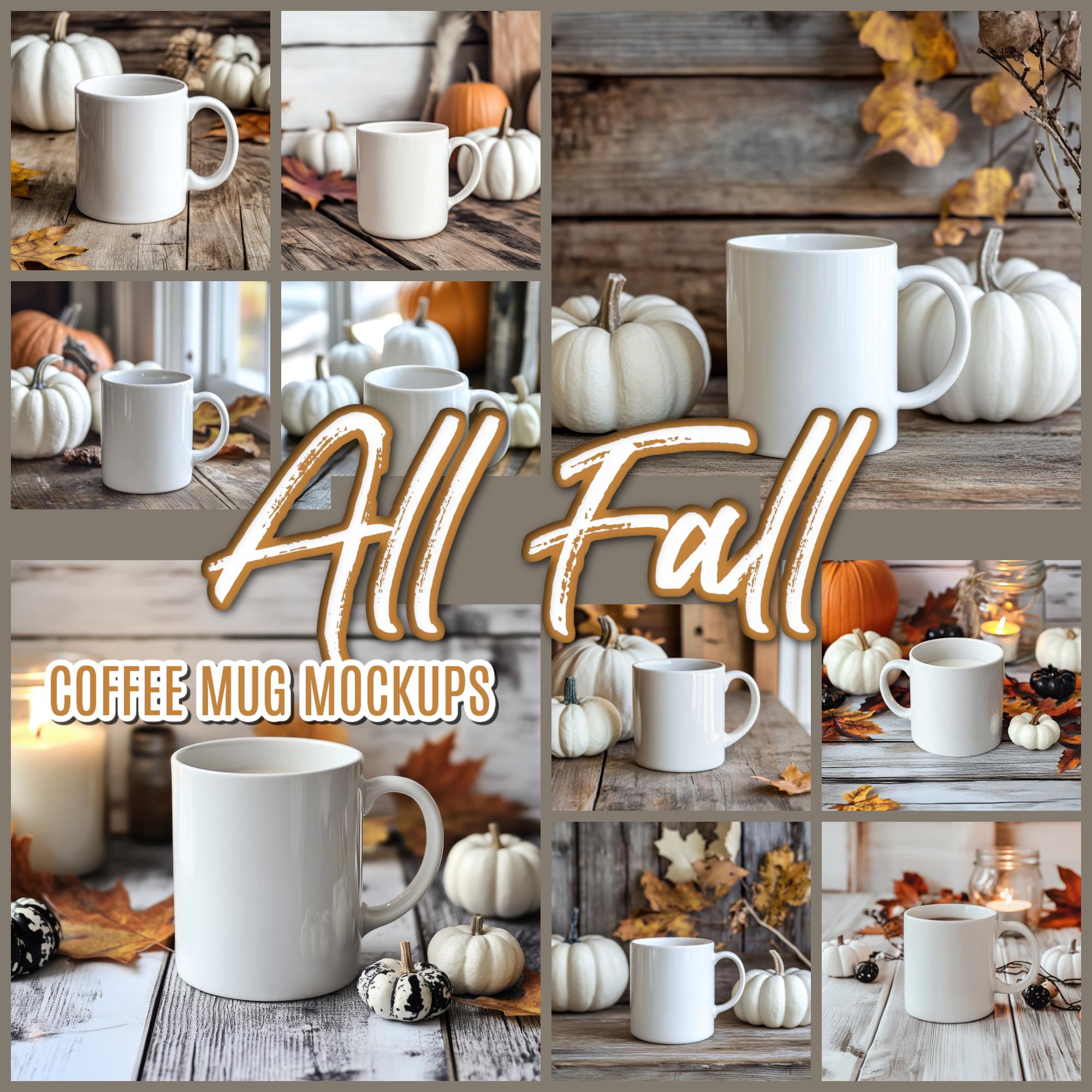 Fall Mug Mockup Bundle White Coffee Mug Mockup Autumn Themed Ceramic ...