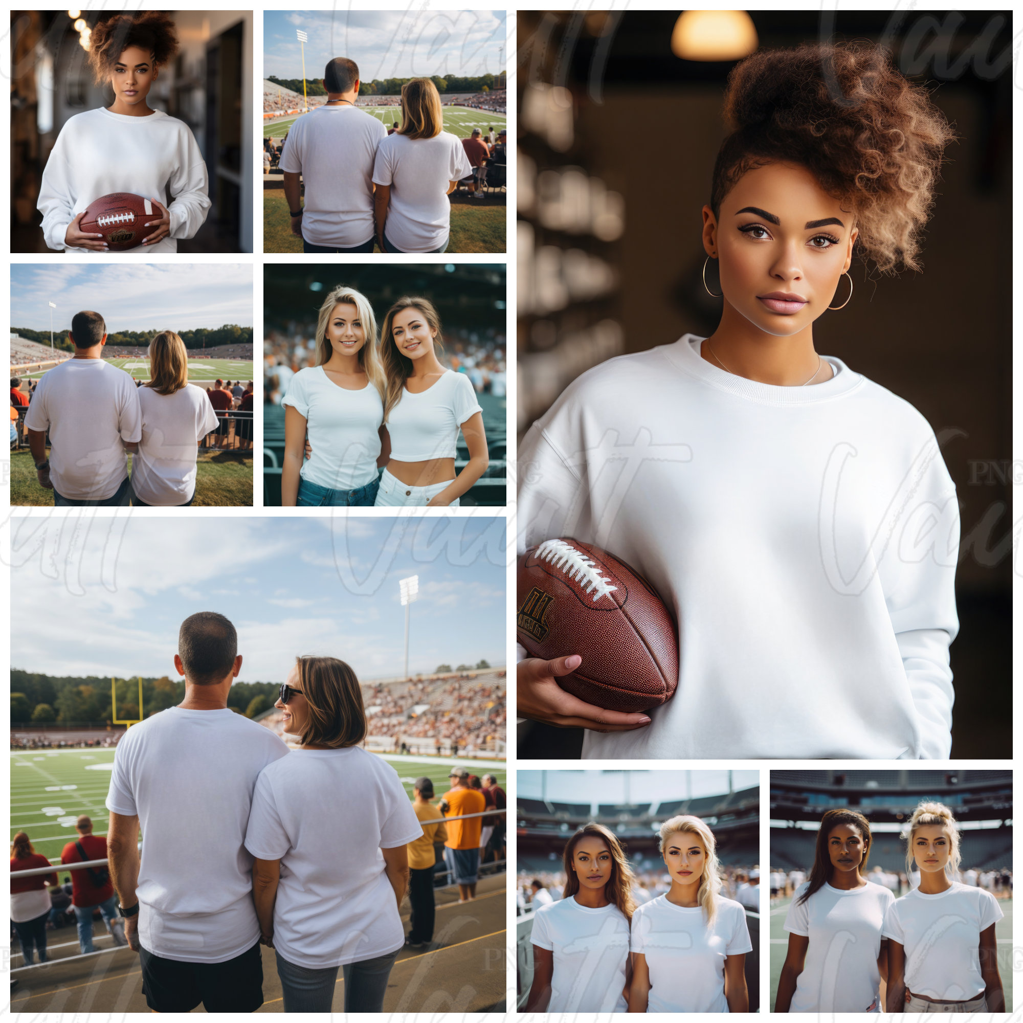 Football Fans Mockup T Shirt Bundle Football Theme Sports Fan Womens ...