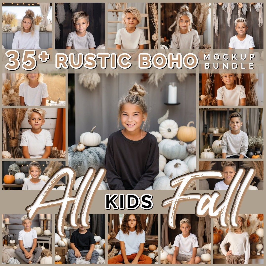35+ Kids Fall Mockup T Shirt Mockup Bundle Fall Themed, Pumpkins Boys T ...