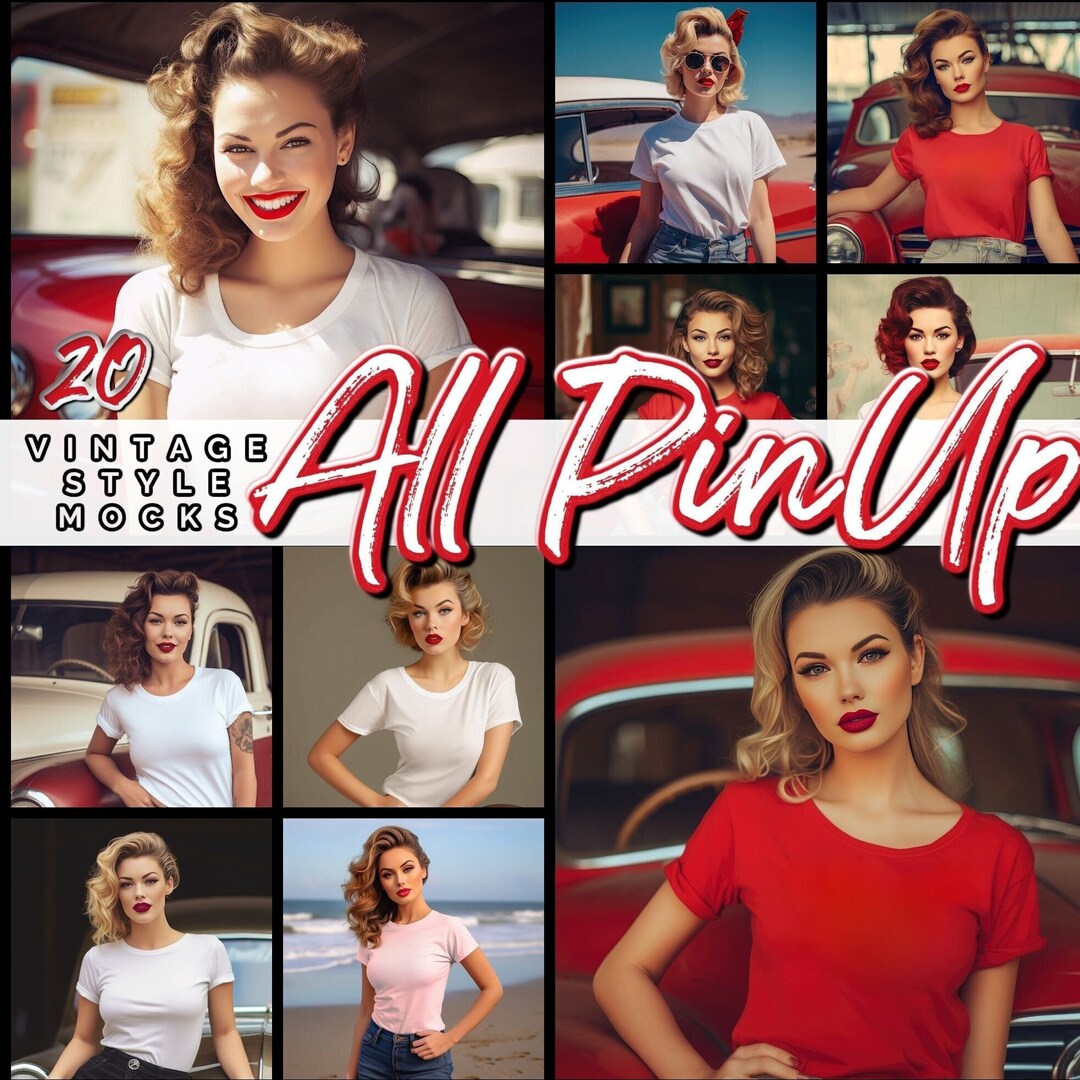 20 Pin up Girl Mockup Bundle Womens Vintage Mock up Tshirt Mockup Pinup ...