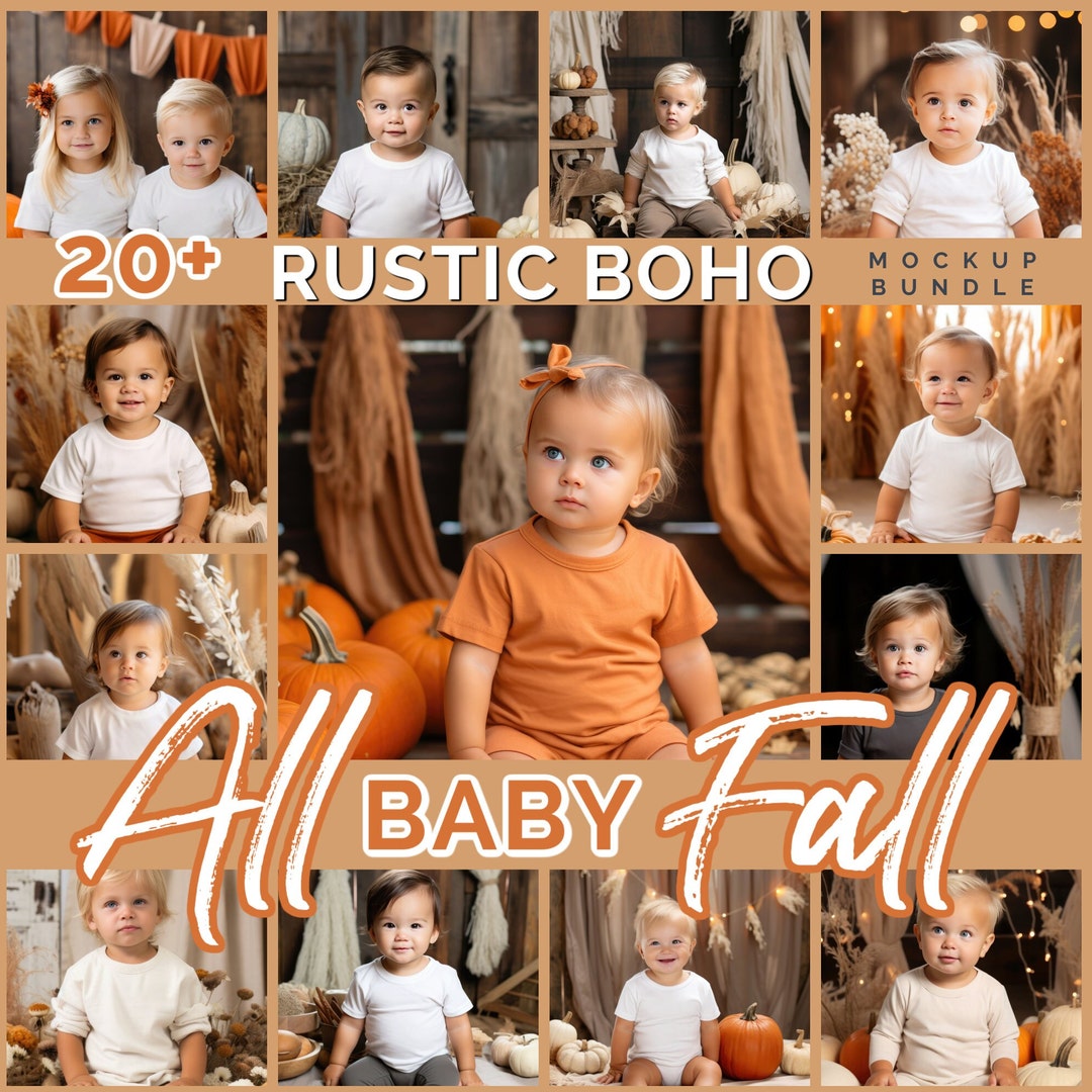 20+ Baby Mockup Fall T Shirt Mockup Bundle Fall Themed, Pumpkins Boys T ...