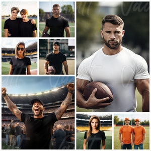 Football Fans Mockup T Shirt Bundle Football Theme Sports Fan Womens ...