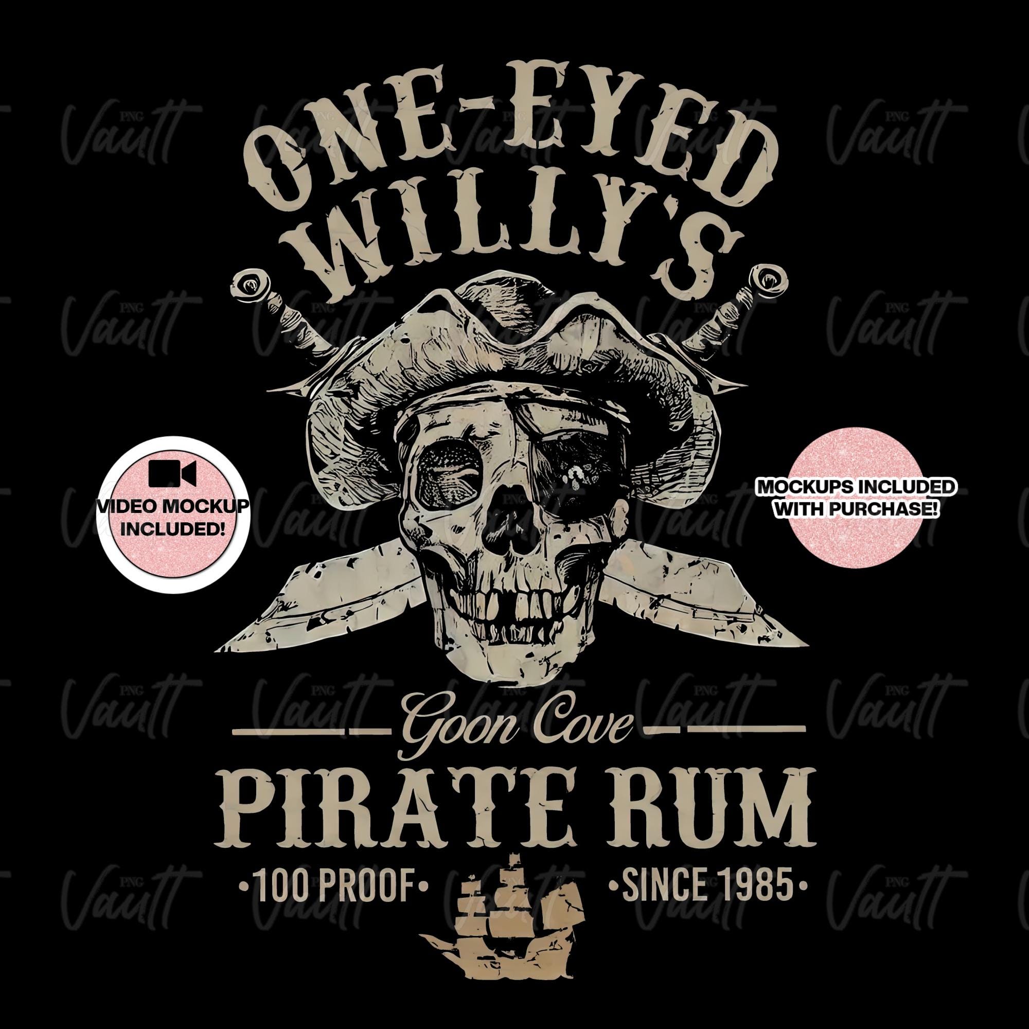 PNG One Eyed Willies Rum | Pirate Rum | Skull Pirate With Swords ...