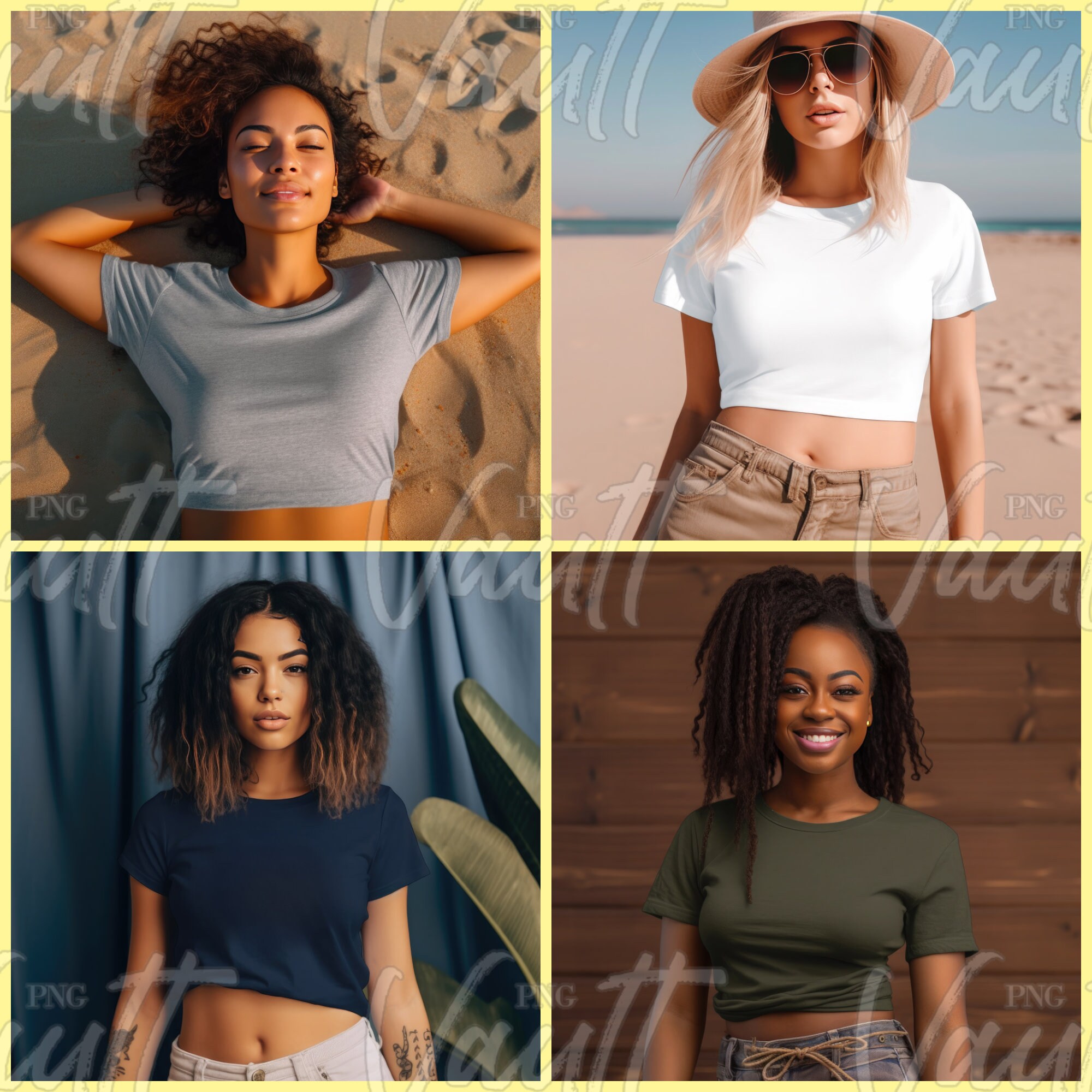 20+ Crop Top T Shirt Mockup Womens Cropped Top Mock up Bundle, Beach ...