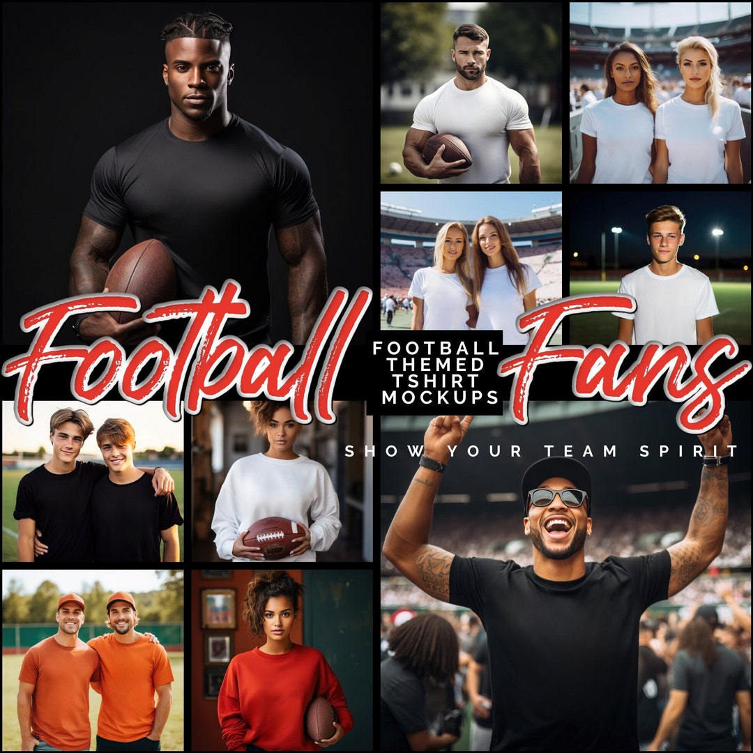 Football Fans Mockup T Shirt Bundle Football Theme Sports Fan Womens ...