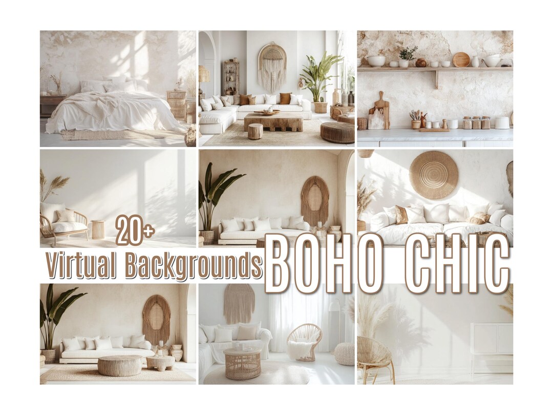 BOHO Zoom Background Office Pack for Virtual Meetings, Digital Meeting ...