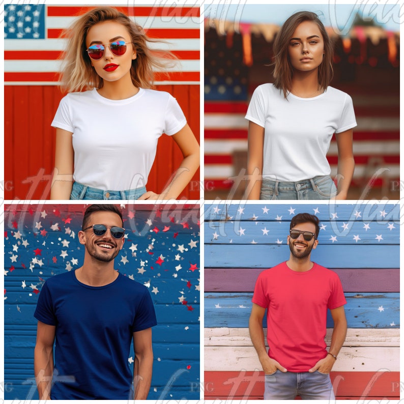 25 Patriotic Fourth of July Mockup Red White Blue American T - Etsy