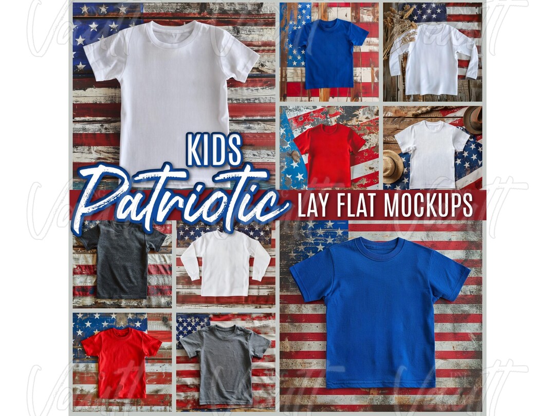 Kids Patriotic Mockups Lay Flat Fourth of July Mockup Red White Blue ...