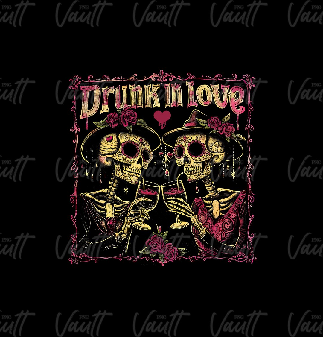 PNG Drunk in Love Skeletons Drinking Wine Alcohol Tarot Card Style ...