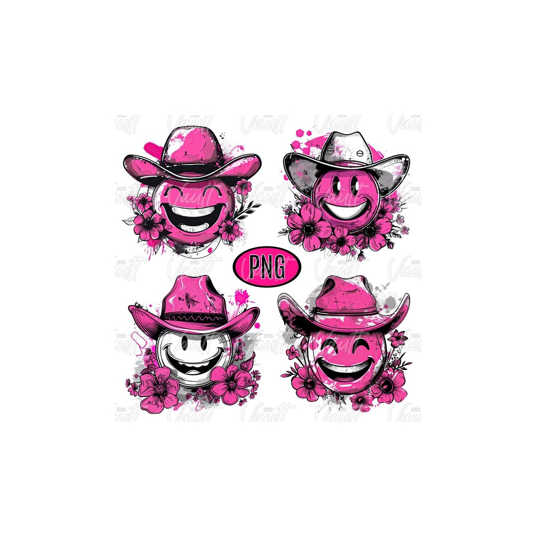 PNG Smiley Face Country Western Neon Pink Black Cowboy Cowgirl Kids ...