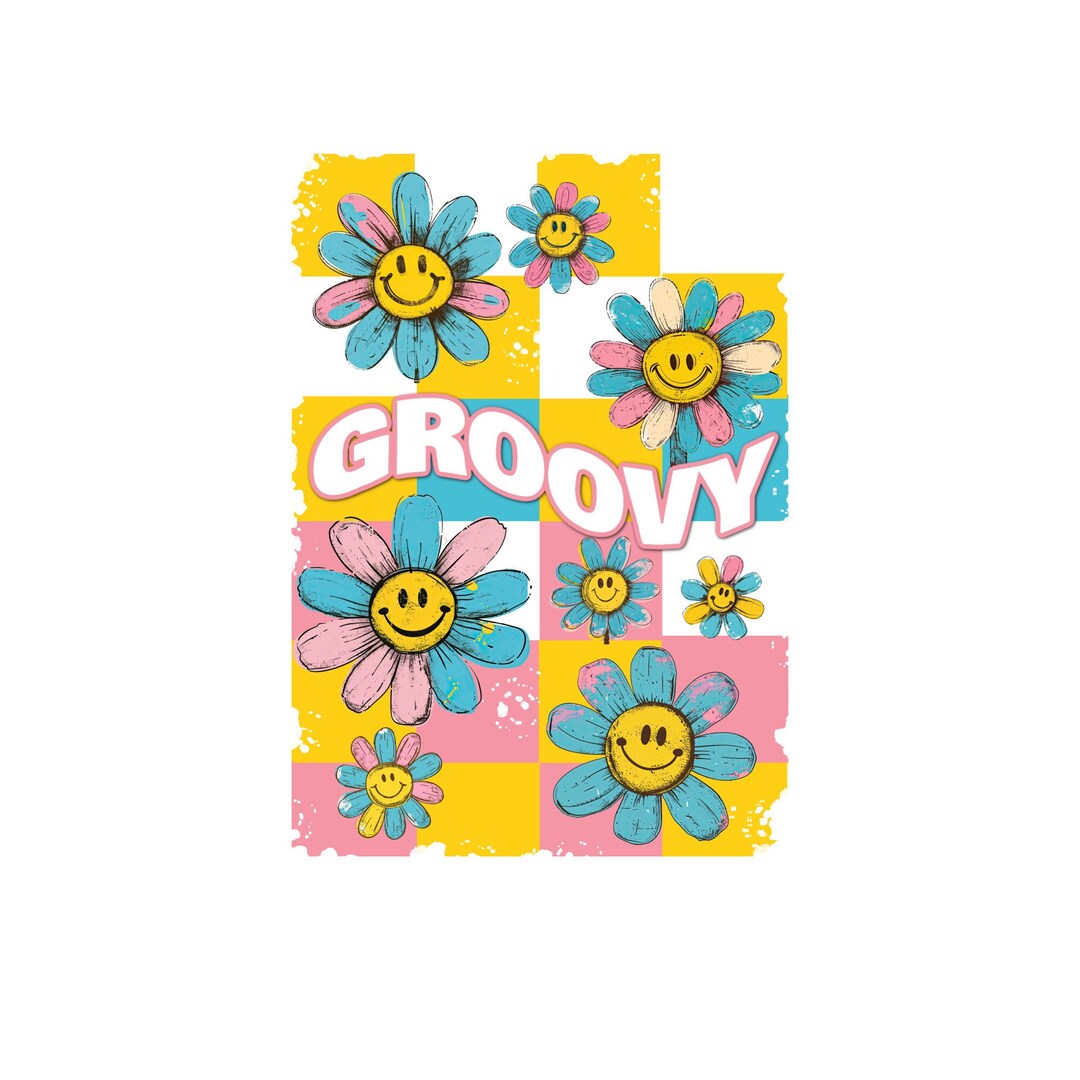 PNG Groovy Retro Smiley Face Design, Retro Colors Throwback Hippie 70's ...