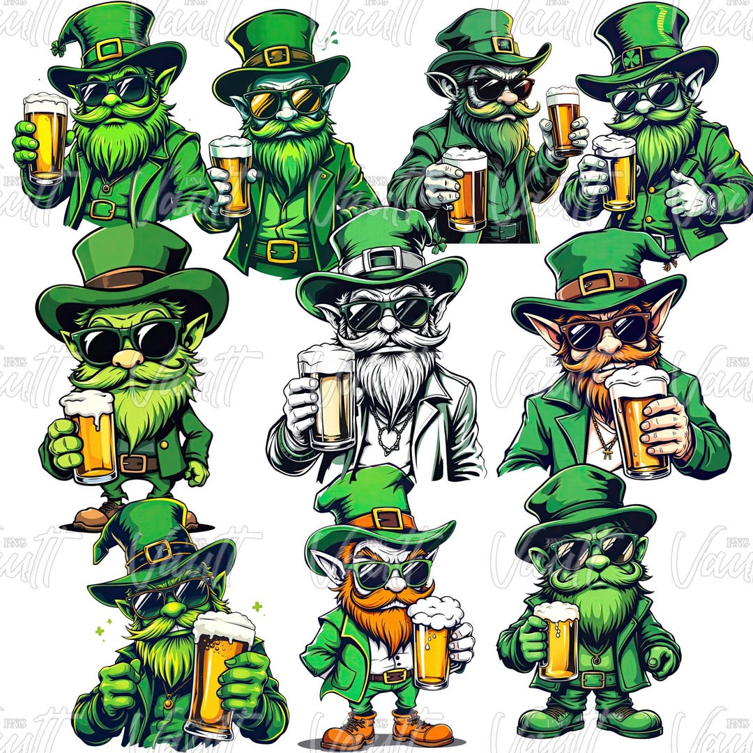 PNG Leprechaun Bundle St Patricks Day St Patty Day Leprechaun Drinking ...