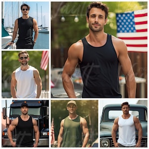 40+ Mens Muscle Shirt and Tanks Mockup T Shirt Bundle Mens Mockup Mens ...