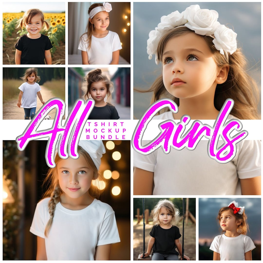 20+ Girl Mockup T Shirt Bundle Little Girl Mockup Girl Mock up Kids ...