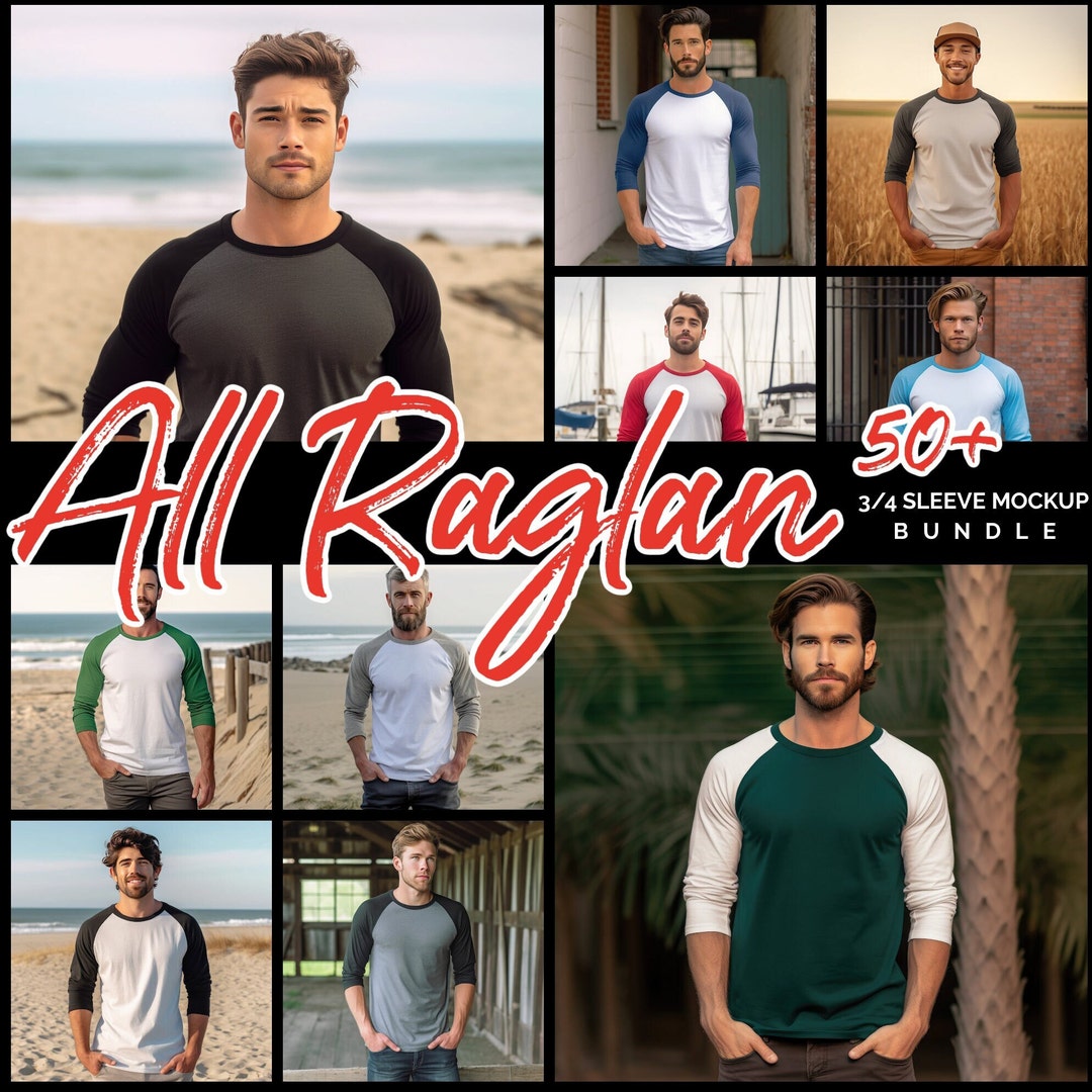 50+ Raglan Men's Mockup T Shirt Bundle Raglan Baseball Shirt Mockup ...