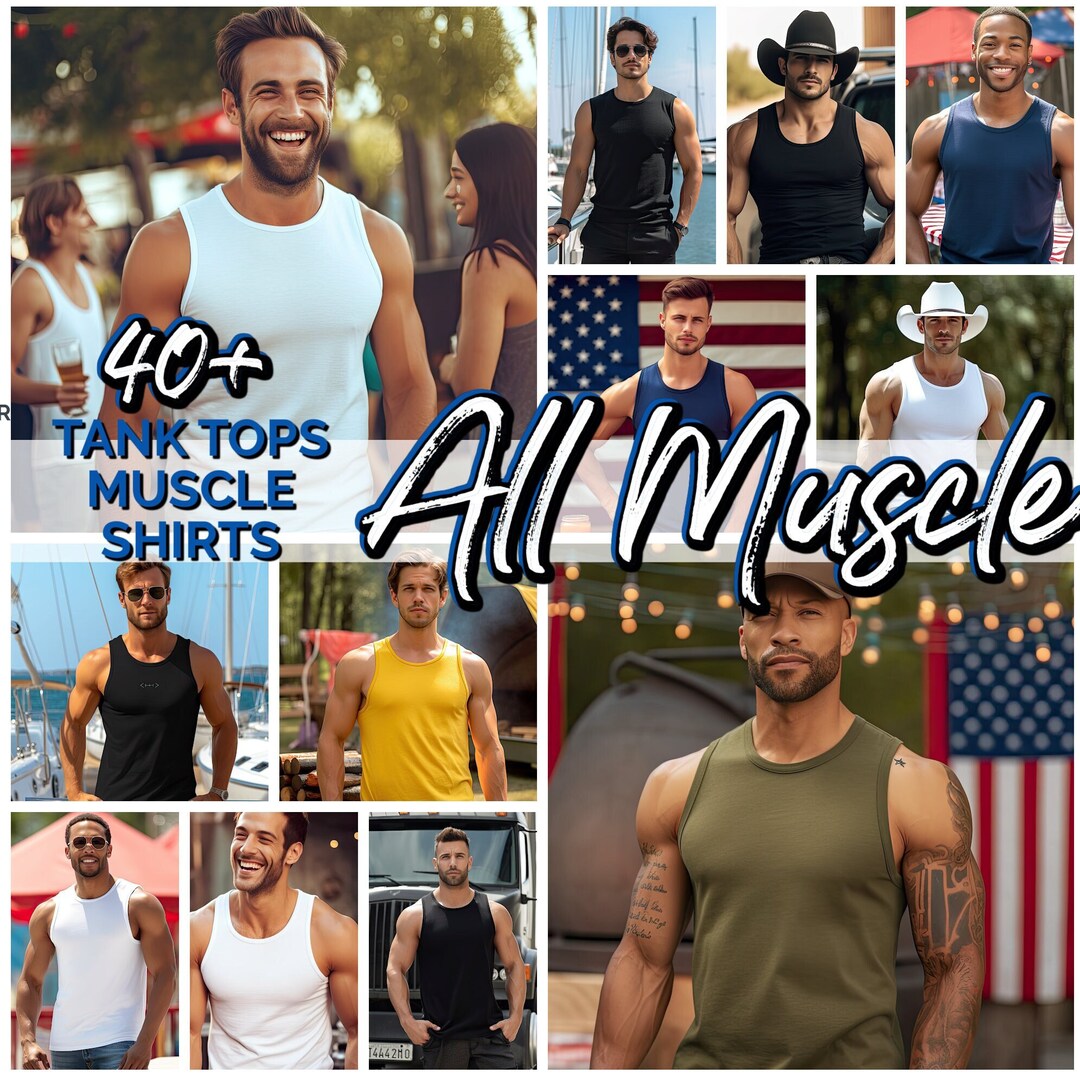 40+ Mens Muscle Shirt and Tanks Mockup T Shirt Bundle Mens Mockup Mens ...