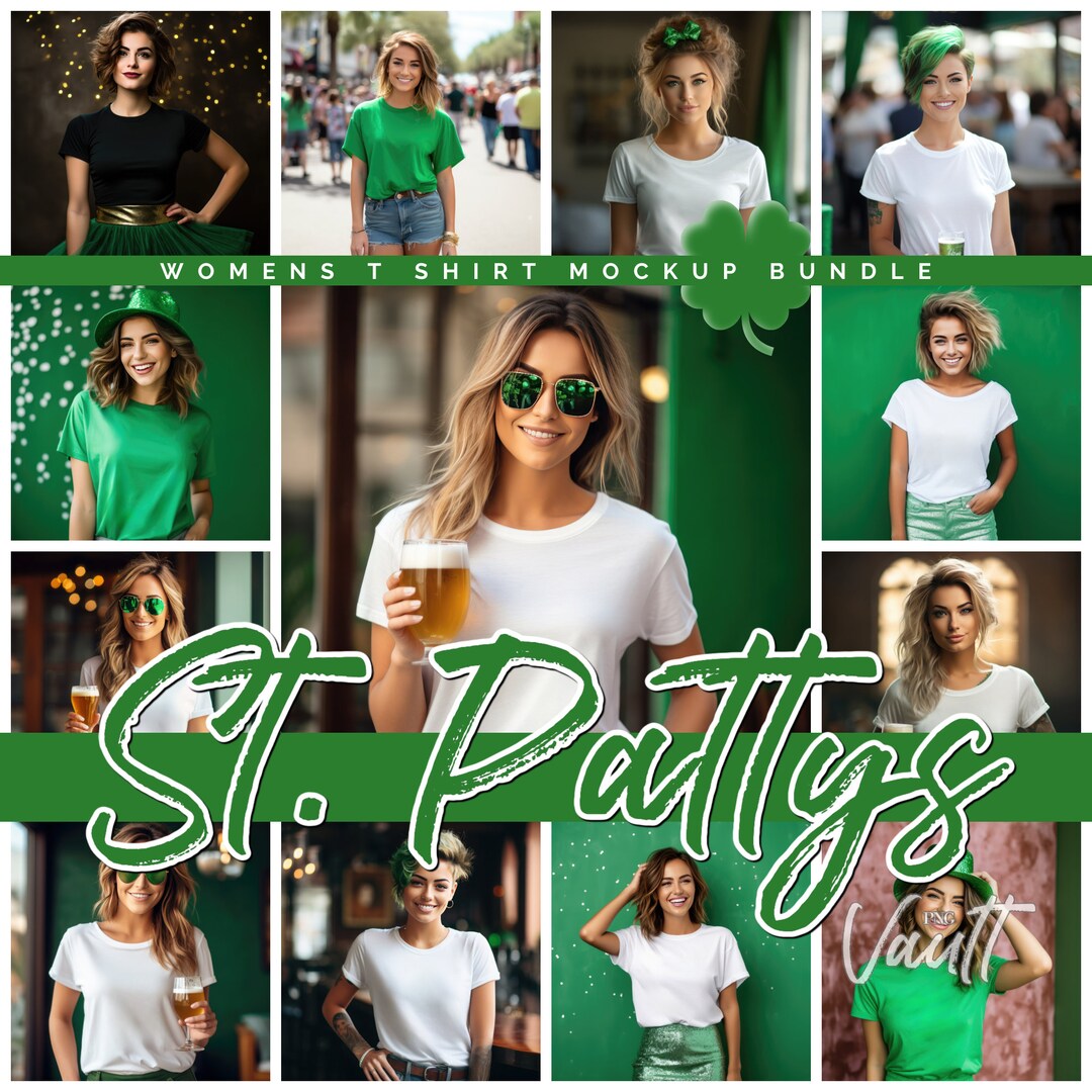 St Patty Day Womens Mockups Female Kelly Green Tshirt Mock Ups St ...
