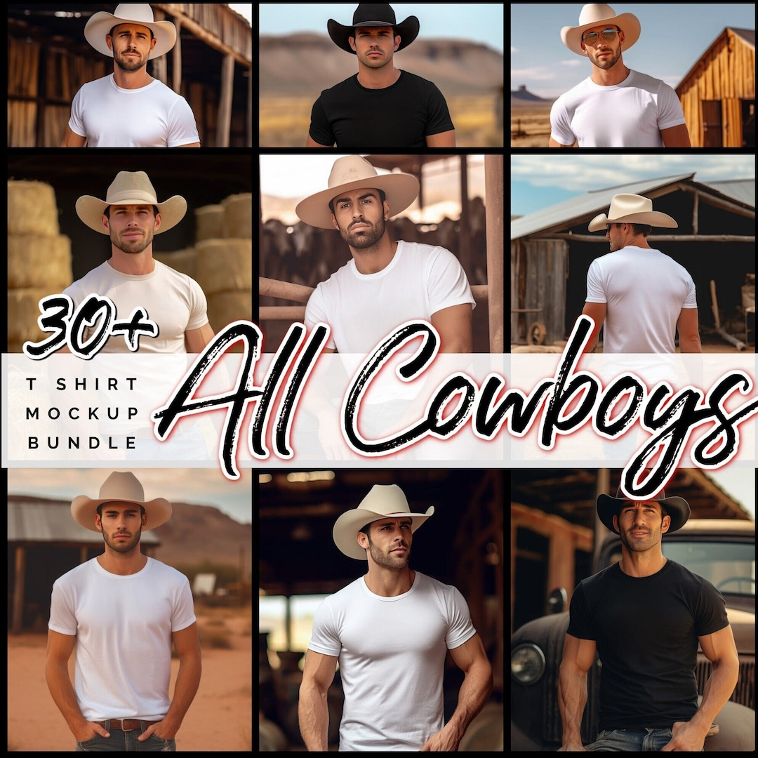20+ Cowboy T Shirt Mockup Bundle Country Western Themed Farm Mockup ...