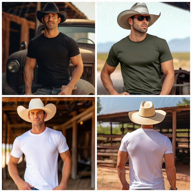 20+ Cowboy T Shirt Mockup Bundle Country Western Themed Farm Mockup ...