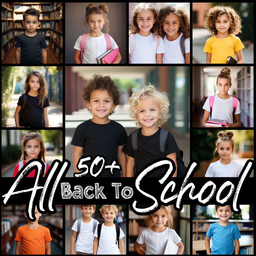 45 Kids School Mockup T Shirt Bundle Back to School Theme Boy and Girl ...