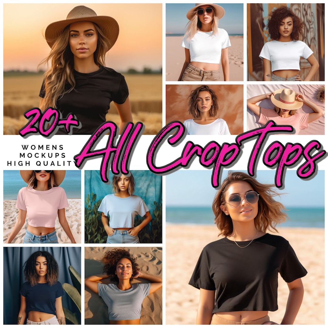 20 Crop Top T Shirt Mockup Womens Cropped Top Mock up Bundle - Etsy