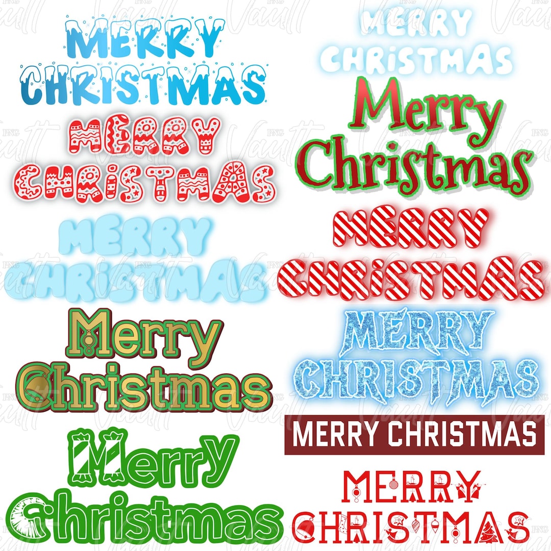 PNG MERRY Christmas Word Design Pack Bundle Merry Christmas | Christmas ...