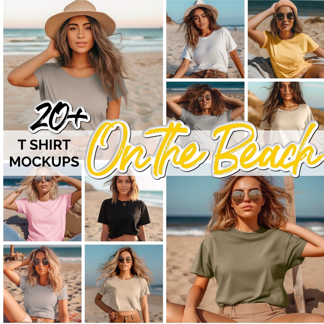 20+ Beach Mockup T Shirt Bundle Womens Mockup Template Womens Tshirt ...