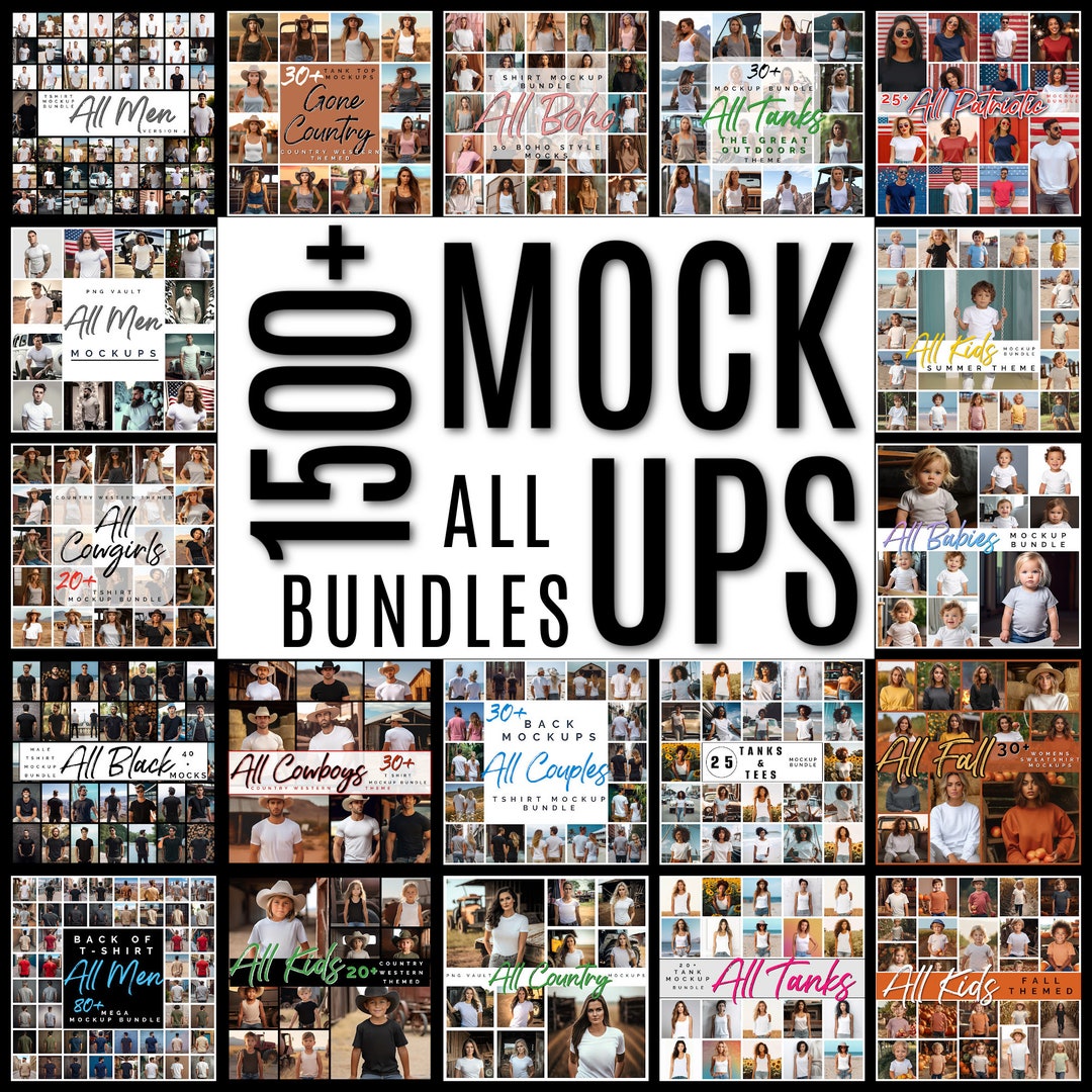 1500 Mockups Mega Bundle and Growing Every Day Tshirt Mockup Tank Top ...
