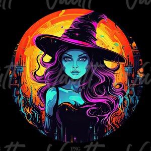 PNG NEON Witches Design Bundle Halloween Clipart Witch Designs PNG ...