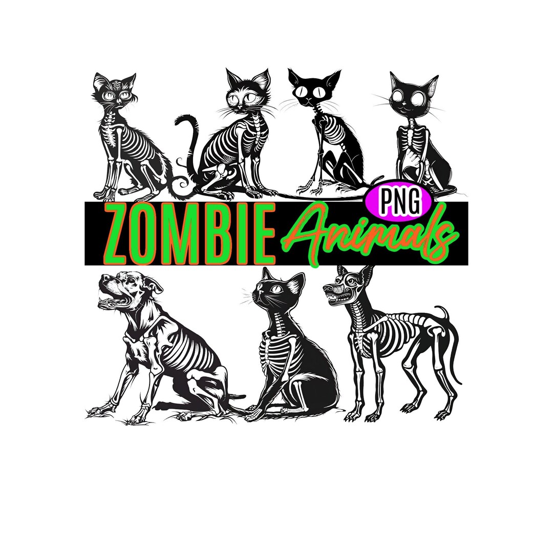 PNG Skeleton Pets Skull Cat Dog Creepy Cats Zombie Animals Halloween ...