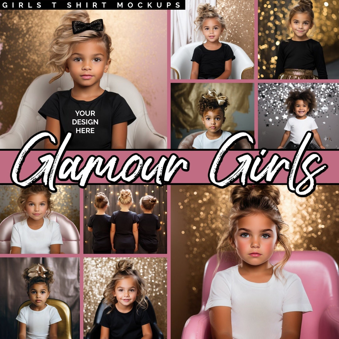 Mockups Girls Glamour T Shirt Bundle Little Girl Mockup Girl Mock up ...
