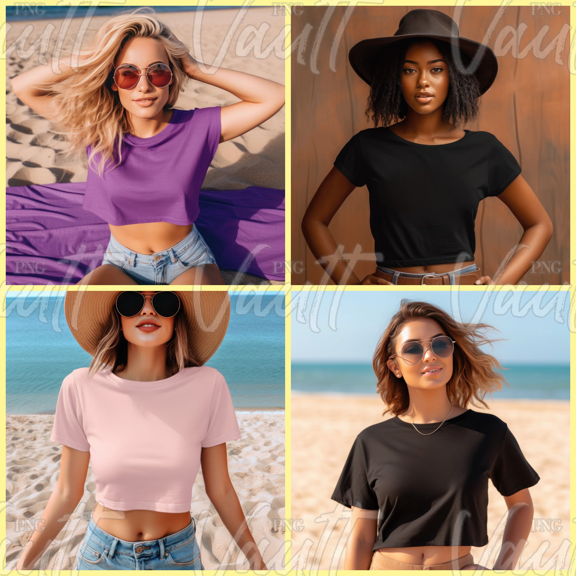 20+ Crop Top T Shirt Mockup Womens Cropped Top Mock up Bundle, Beach ...