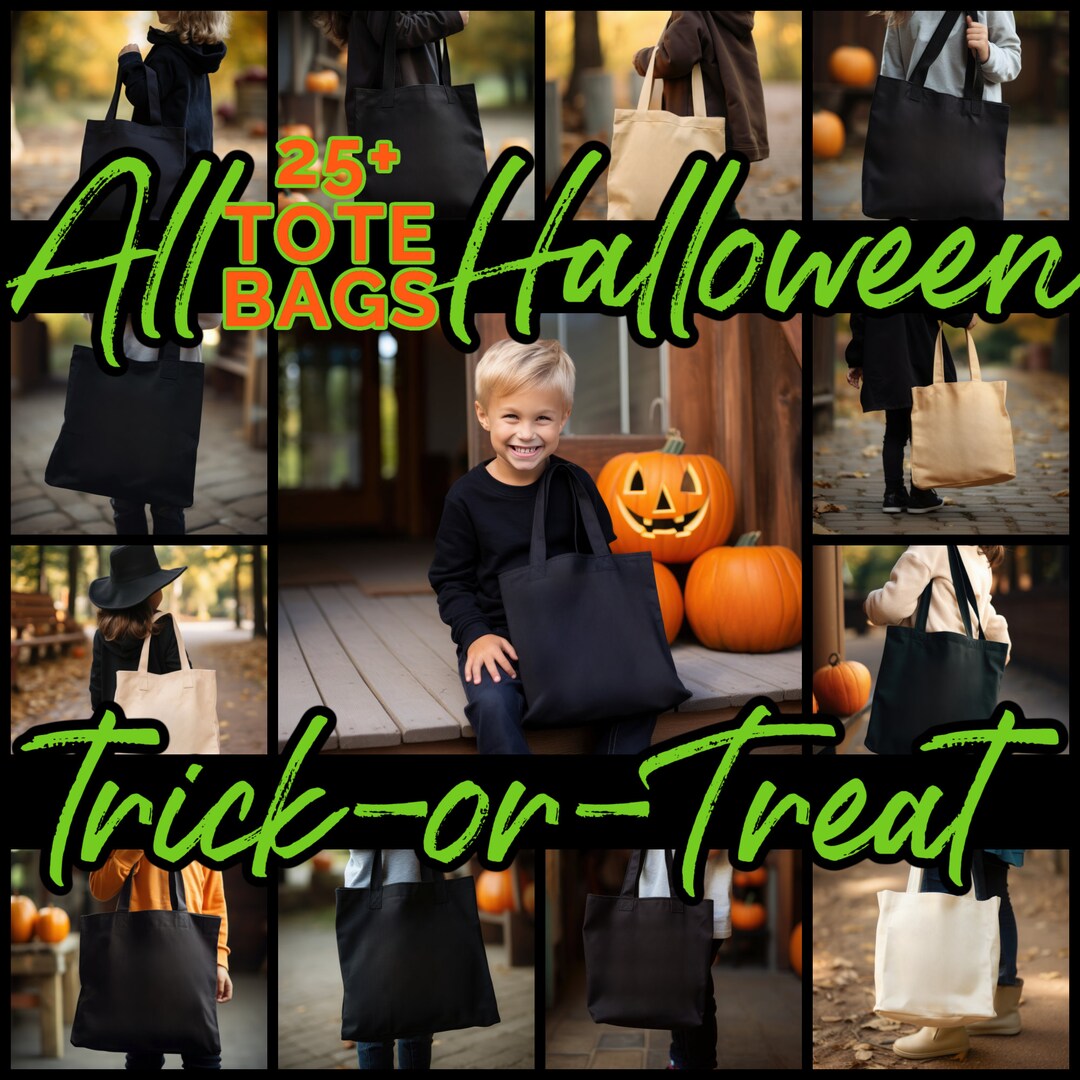 25+ Trick or Treat Bags, Tote Halloween Mockup Kids Candy Bag Bundle ...