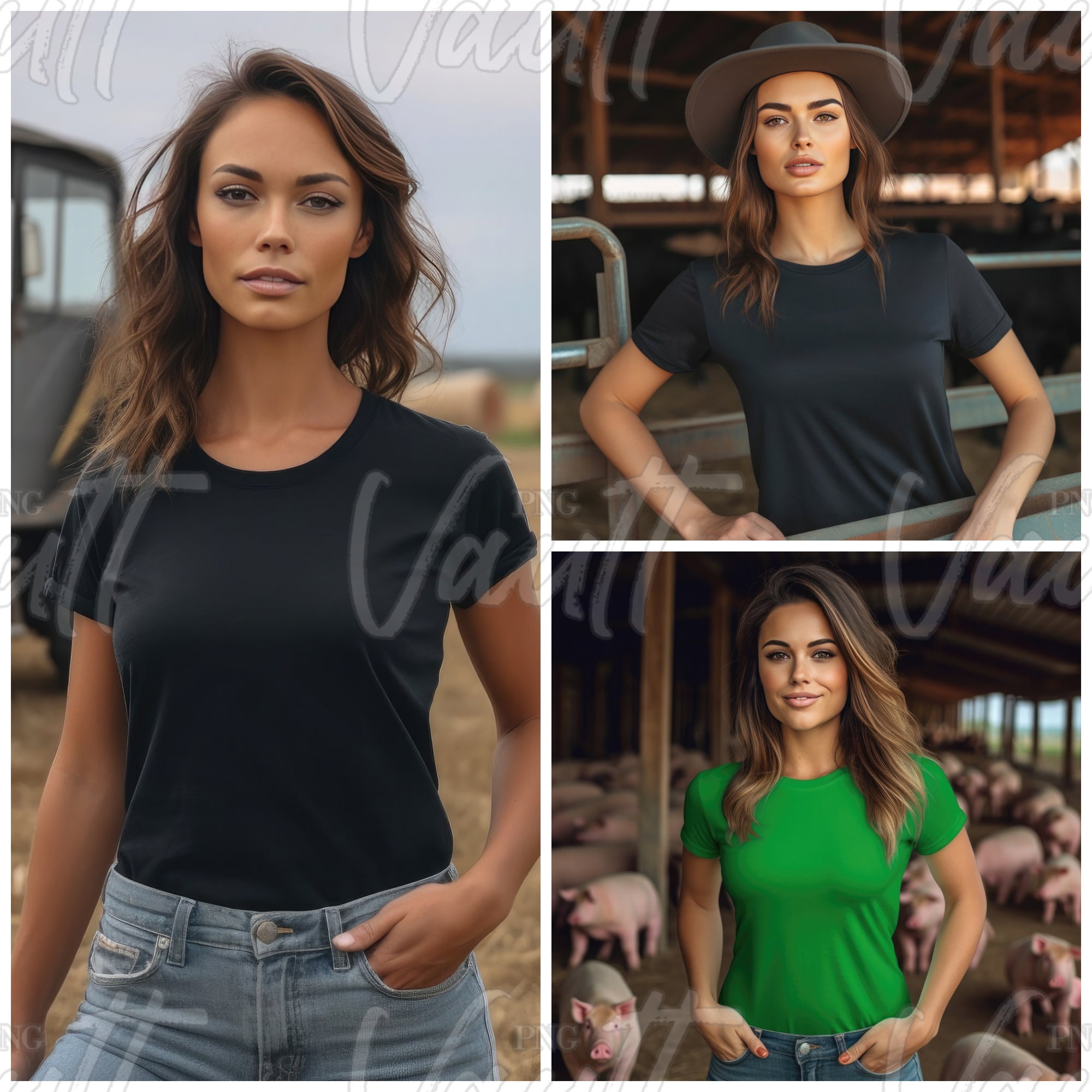 Womens Country Farm Themed T Shirt Mockup Bundle, Mock Ups Farm Women ...