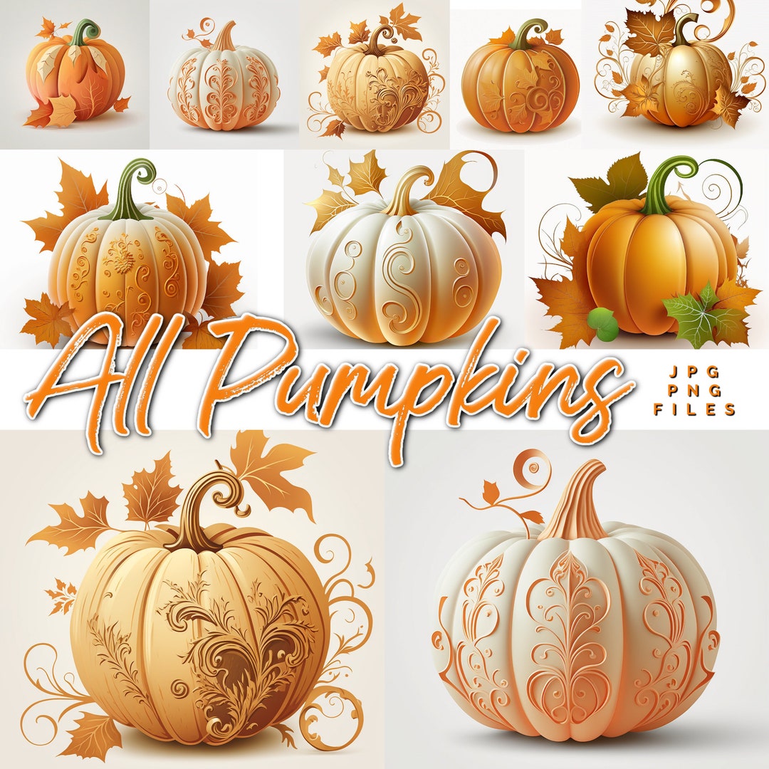 All Pumpkins Digital Png Files Fancy Pumpkin PNG Fall Wedding ...
