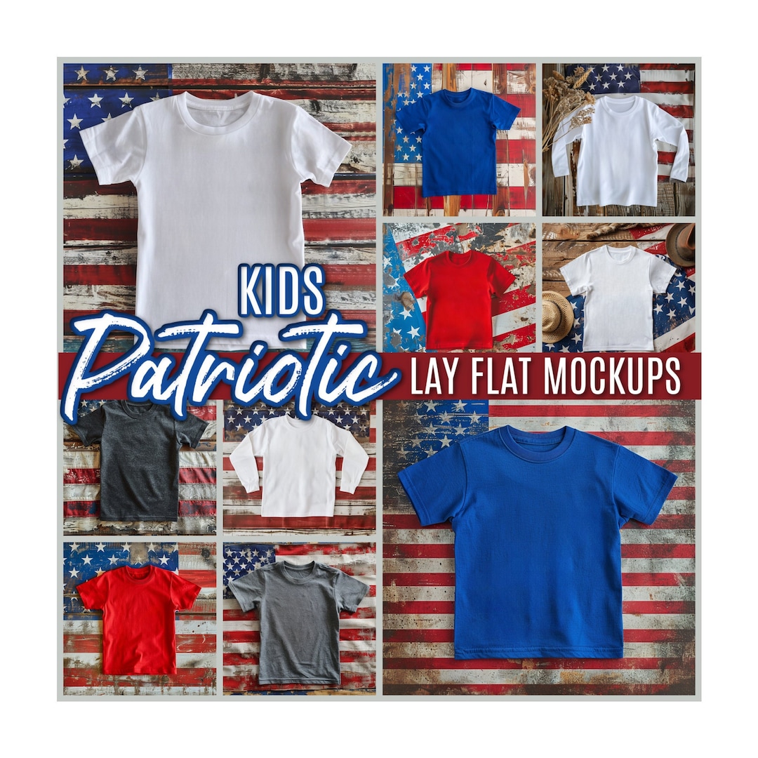 Kids Patriotic Mockups Lay Flat Fourth of July Mockup Red White Blue ...