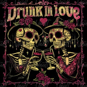 PNG Drunk in Love Skeletons Drinking Wine Alcohol Tarot Card Style ...