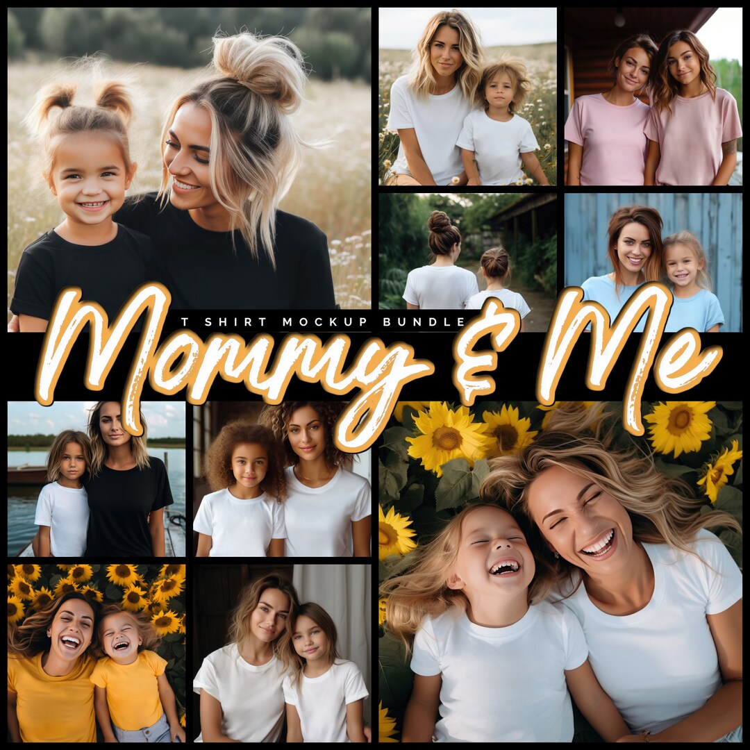Mommy & Me T-shirt Mockup Bundle for Family Tshirt Mockup Mother and ...