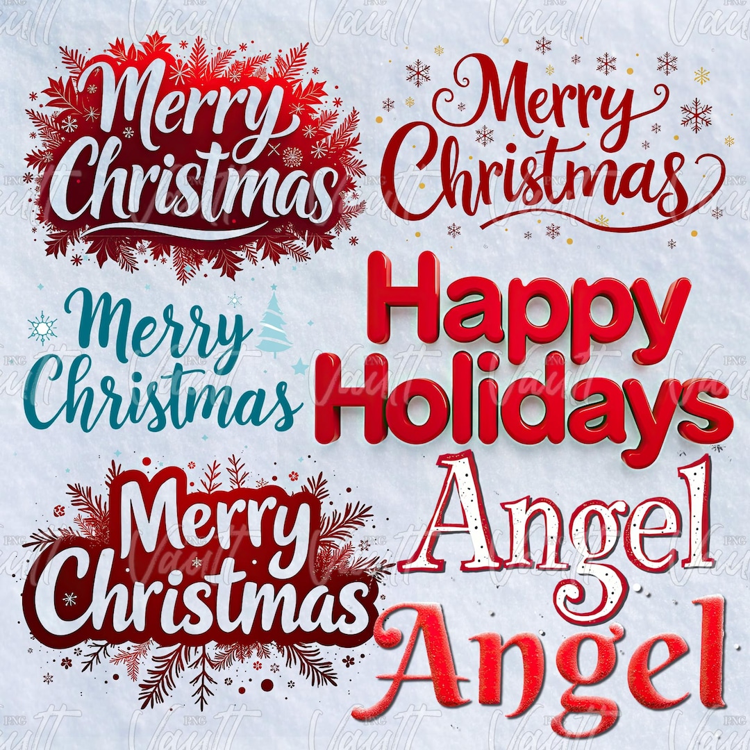 PNG Christmas Word Design Pack Bundle Merry Christmas | Angel | Happy ...