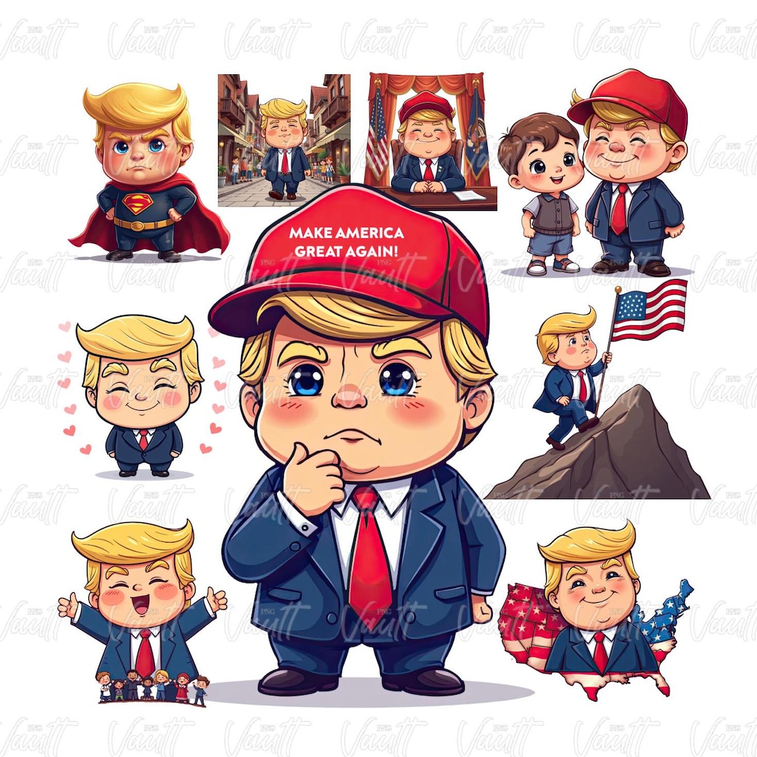 PNG Trump Cute Cartoon Bundle | Kids Trump Designs | Childrens ...