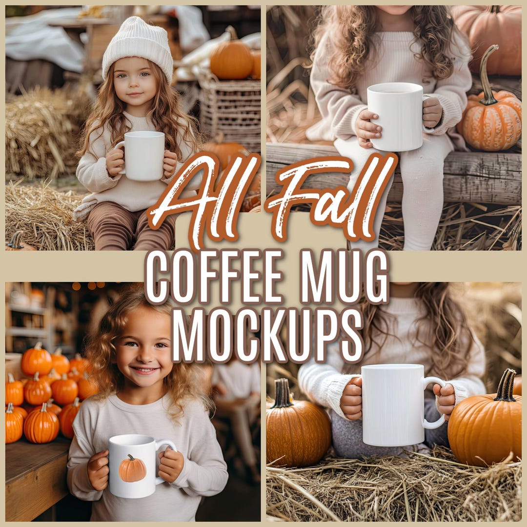 Fall Mug Mockup Bundle White Coffee Mug Mockup Kids Autumn Themed ...
