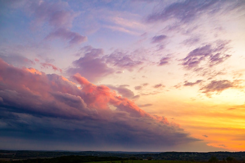 Pastel Sunset & Crescent Moon Digital Photograph - Etsy