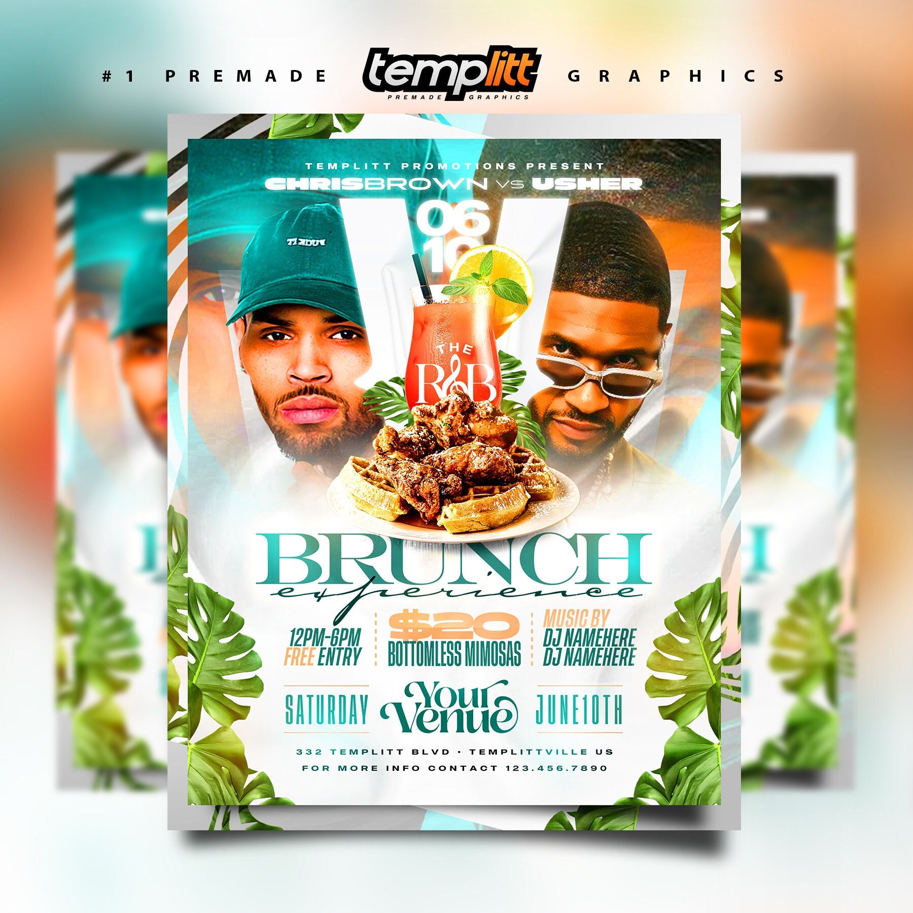 Versus R&B Brunch Flyer, Premade Flyer Template, Brunch Invitation ...