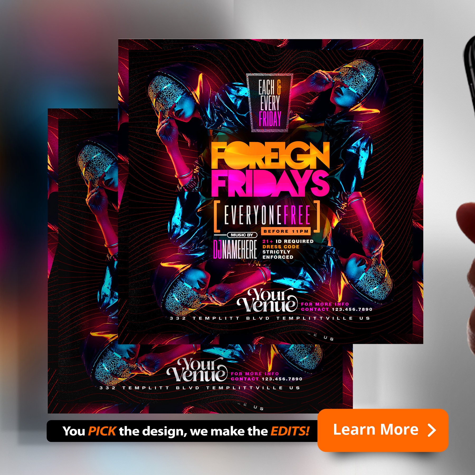 Foreign Friday Party Flyer, Premade Flyer Template, Event Flyer, Night ...