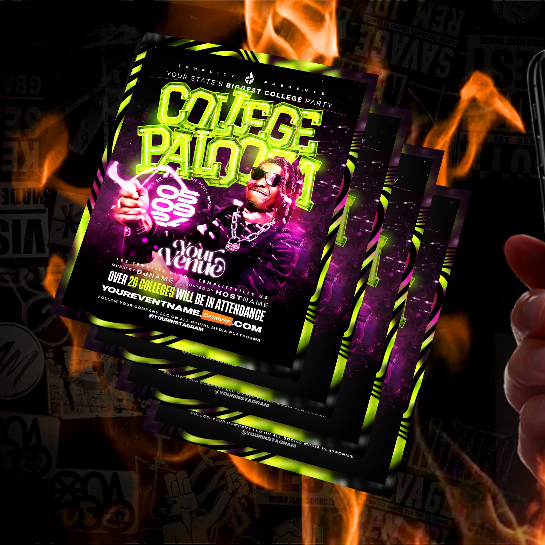 College Party Flyer, Premade Flyer Template, Event Flyer, Night Club ...